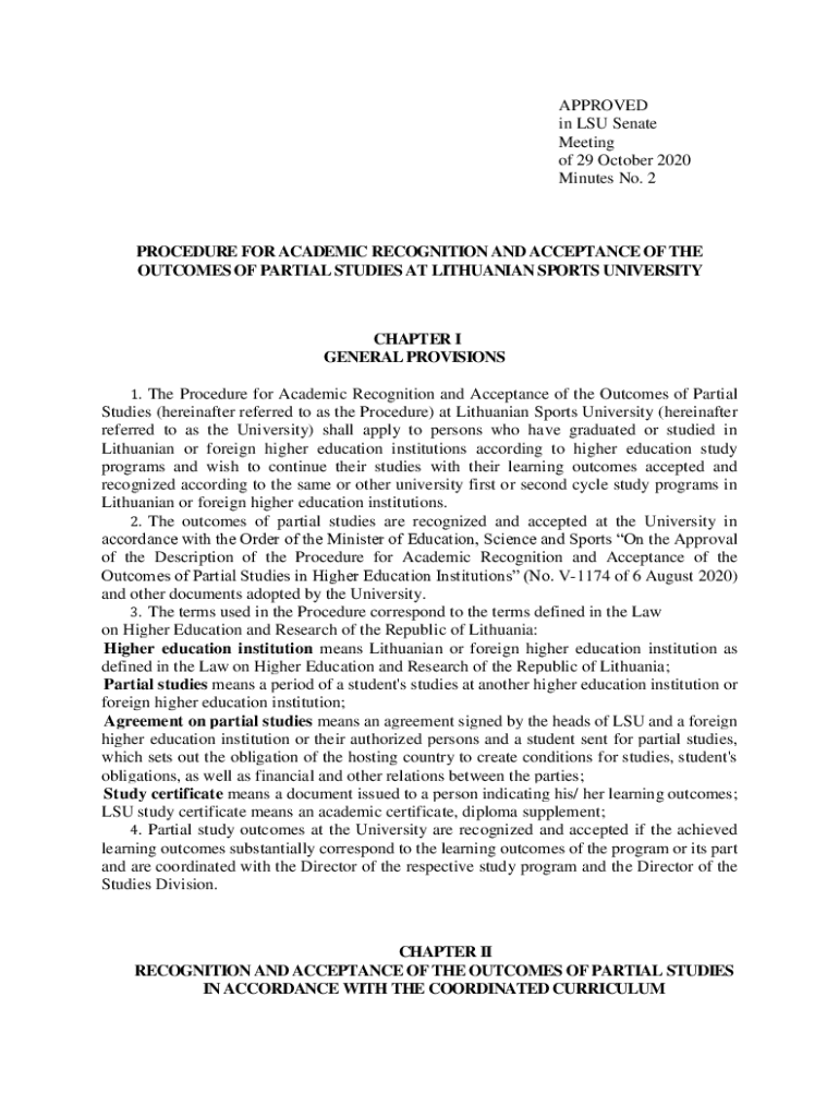 Fillable Online lsu - procedure for academic recognition and acceptance ...