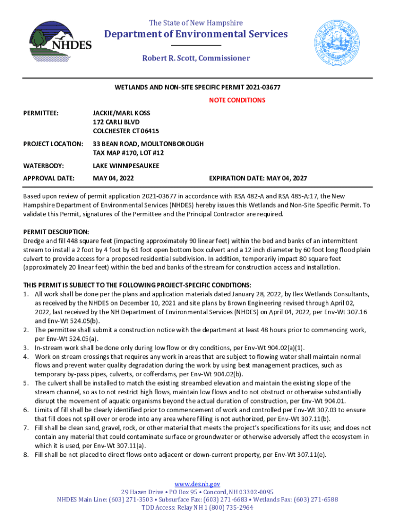 Fillable Online WETLANDS AND NON-SITE SPECIFIC PERMIT 2021-03677 Fax Email Print - pdfFiller