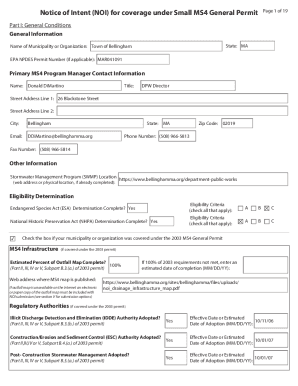 Fillable Online Notice of Intent (NOI) for Coverage Under Small MS4 ...
