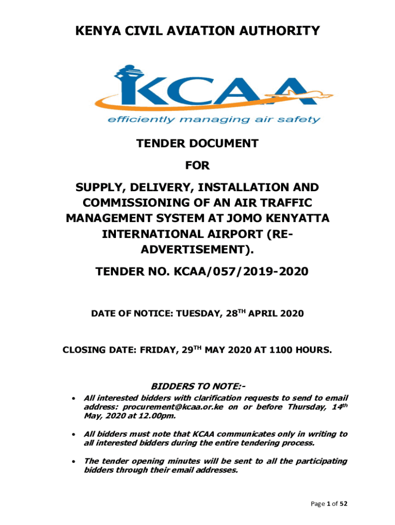 Fillable Online kcaa or Supply Delivery Installation And Commissioning ...