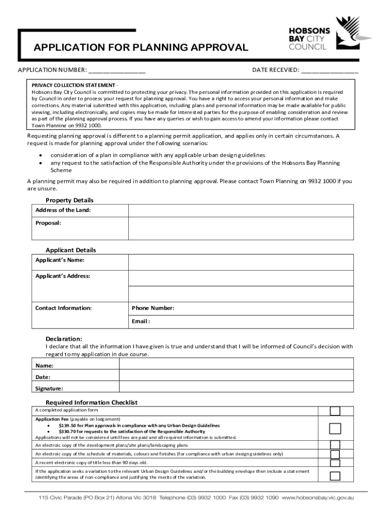 Fillable Online Planning Application Forms and Requests - Hobsons Bay ...