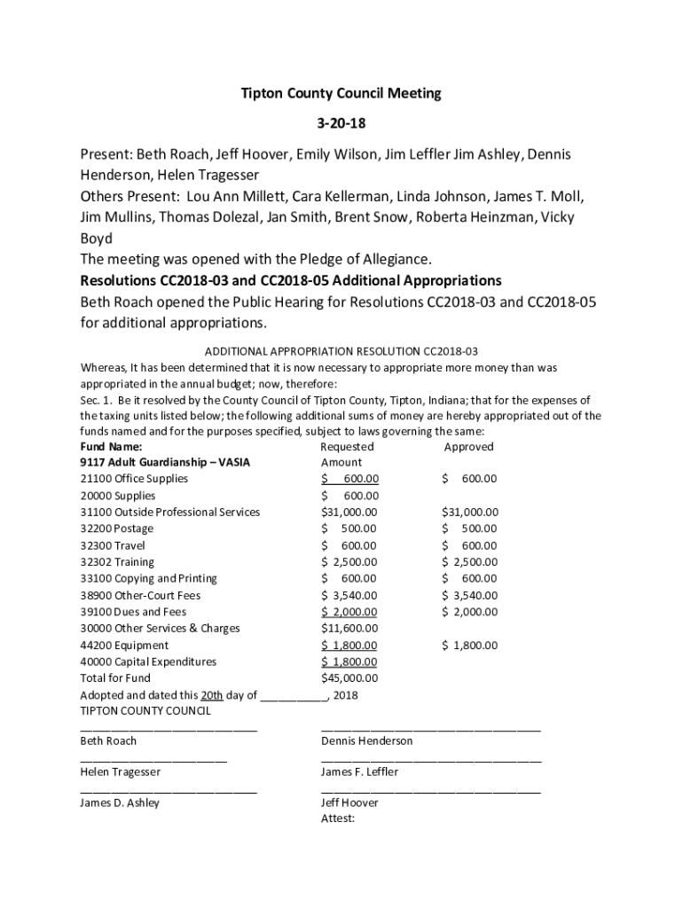 Fillable Online Present: Beth Roach, Jeff Hoover, Emily Wilson, Jim ...