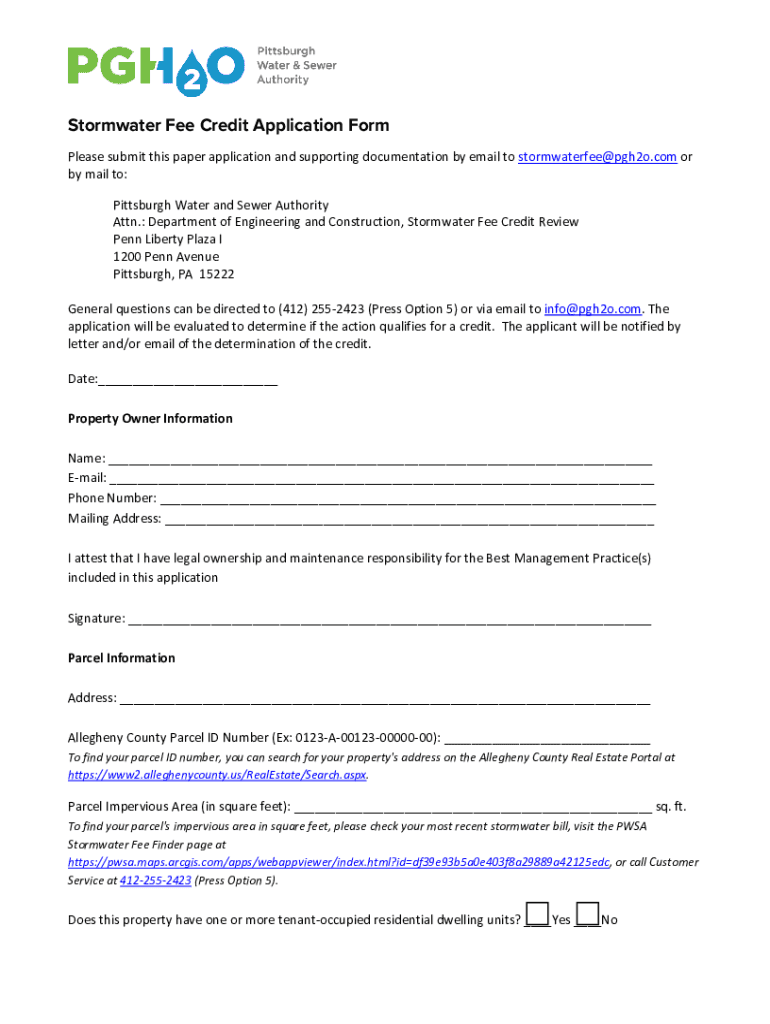 Fillable Online Stormwater Fee Credit Application Form Fax Email Print - pdfFiller