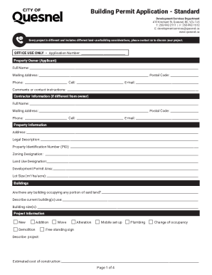 Fillable Online Building Permit Application - Standard - City of ...