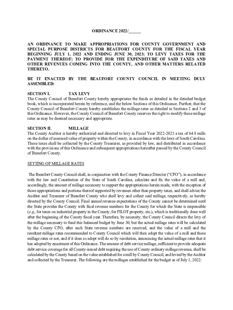 Fillable Online Budgets - Beaufort County Government Fax Email Print - pdfFiller