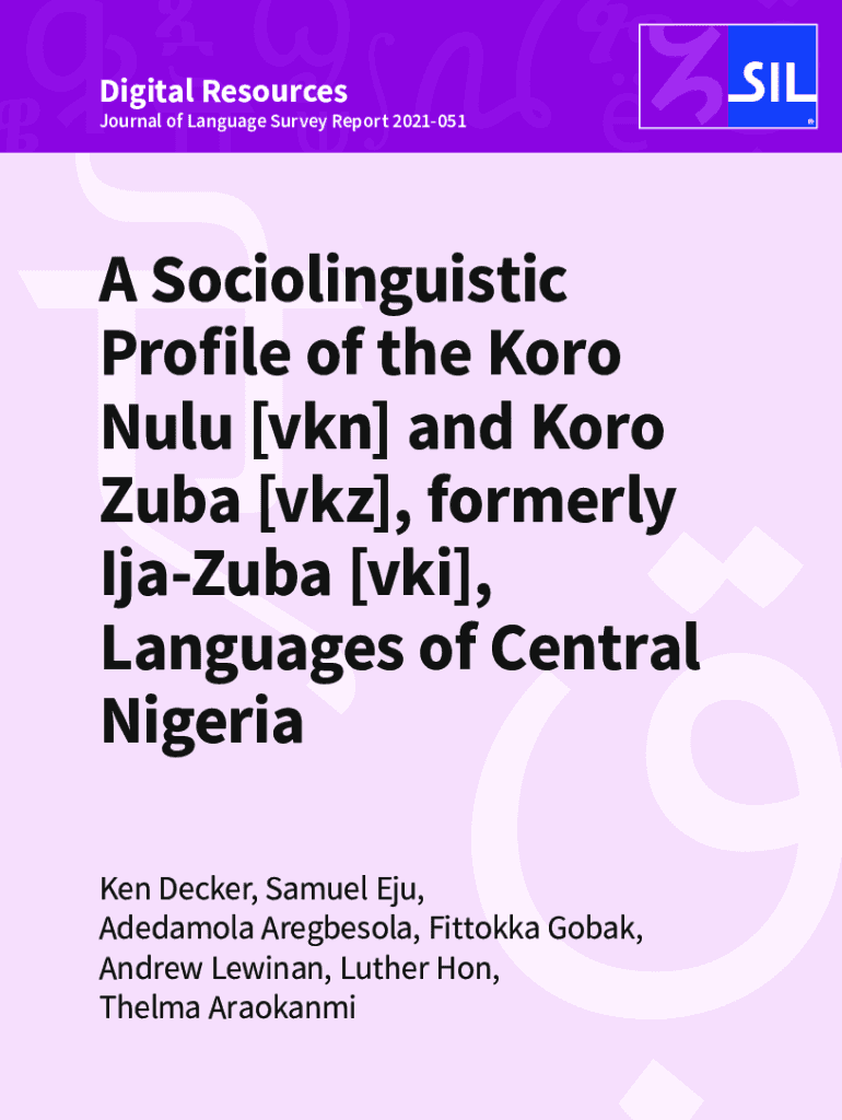 Fillable Online A Sociolinguistic Profile of the Koro Nulu vkn and Koro ...