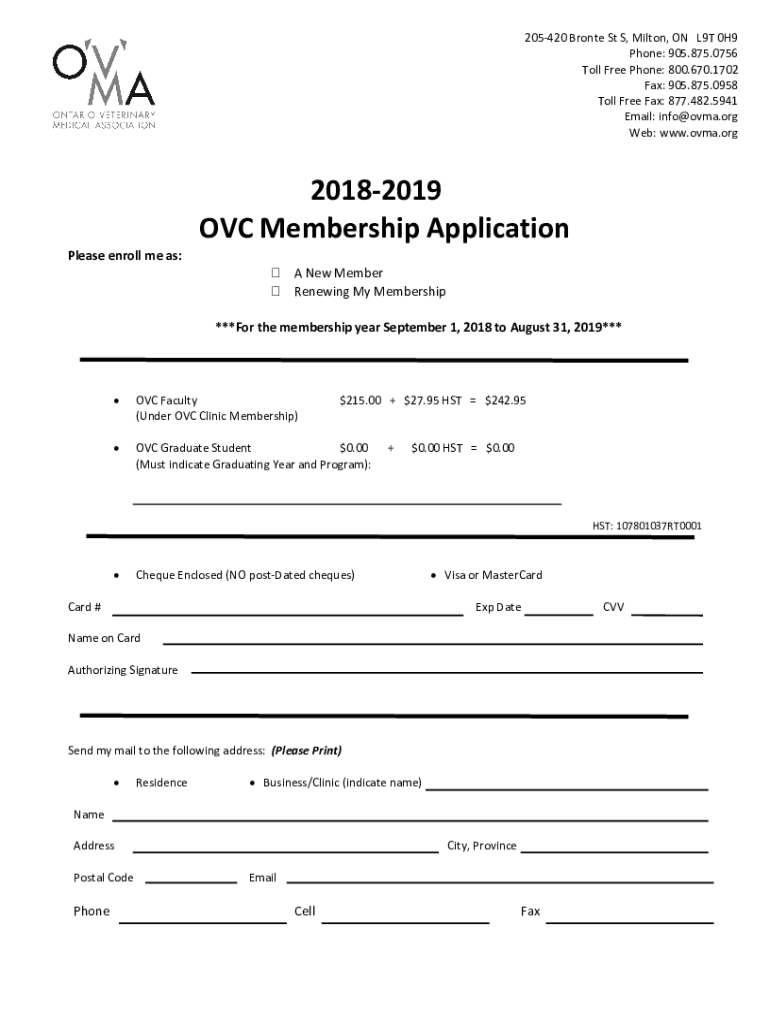 Fillable Online 2018 Application OVC or Grad Student.doc Fax Email ...