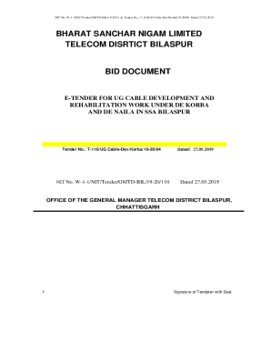 Fillable Online BHARAT SANCHAR NIGAM LIMITED TELECOM ... - BSNL CG Fax Email Print - pdfFiller