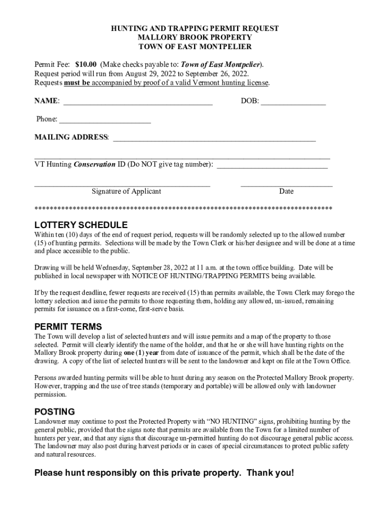 Fillable Online HUNTING AND TRAPPING PERMIT REQUEST Fax Email Print ...