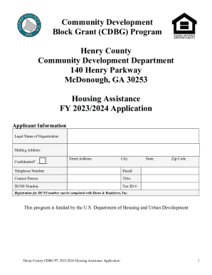 Fillable Online Community Development Block Grant (CDBG) Program Henry ...