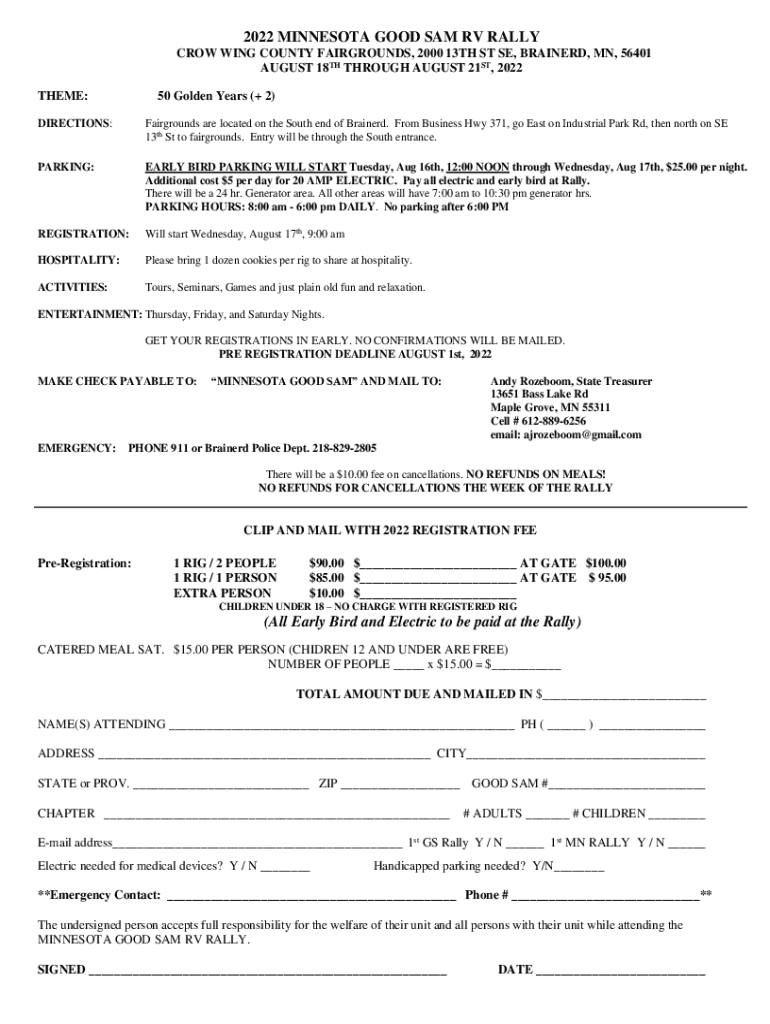 Fillable Online Good Sam Rally Celebrates 52 Years of RVing in ...