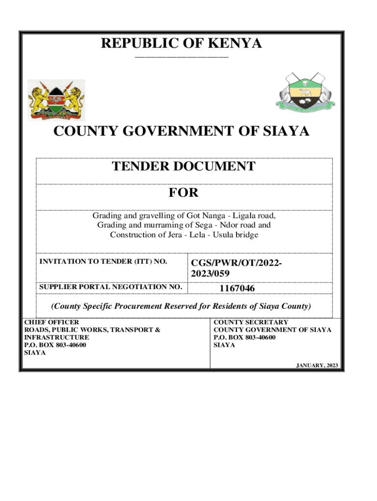Fillable Online siaya go REPUBLIC OF KENYA - KeRRA Fax Email Print ...