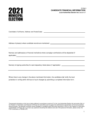Fillable Online Form 5-Candidate Financial Info. Fax Email Print - pdfFiller