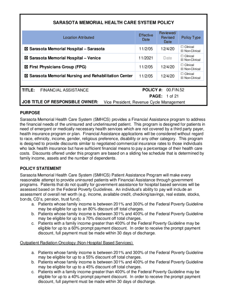 Fillable Online SMH Policy Templa. FINANCIAL ASSISTANCE Fax Email Print ...