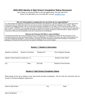 Fillable Online 2023-2024 Identity & High School Completion Status ...