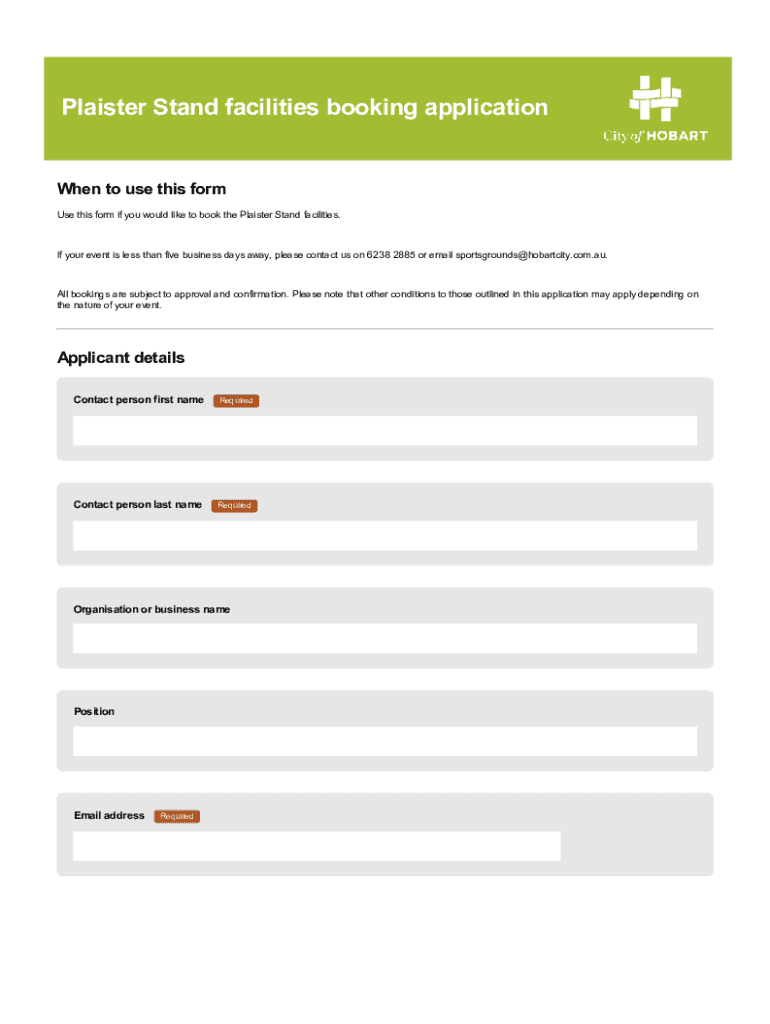 Fillable Online Facility/Field Booking Request Form - City of Port ...