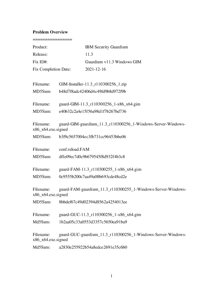 Fillable Online Guardium v11.3 Windows S-TAP Fix Comp - Browse - IBM Fax Email Print - pdfFiller