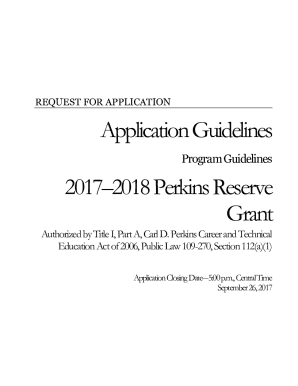 Fillable Online 20172018 Perkins Reserve Grant Program Guidelines Form ...