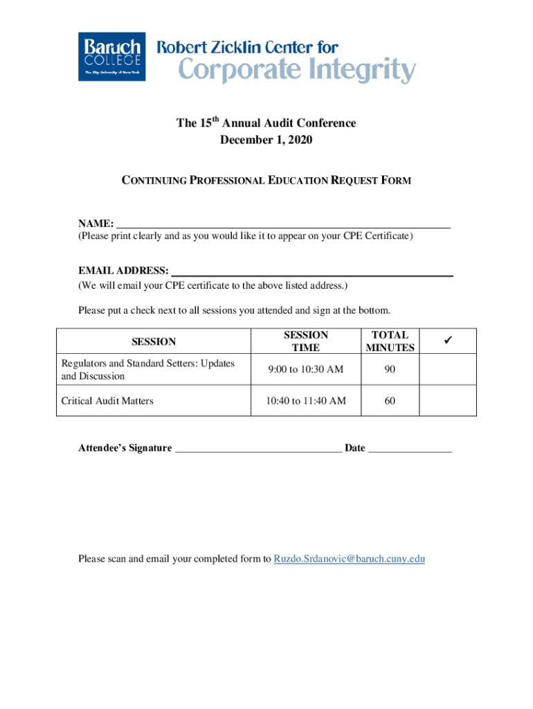 Fillable Online zicklin baruch cuny 2020-Audit-CPE-Request-Form-Day-1 ...
