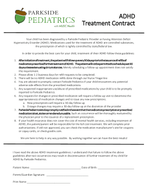 Fillable Online ADHD Treatment Agreement - Chillicothe Pediatrics Fax ...