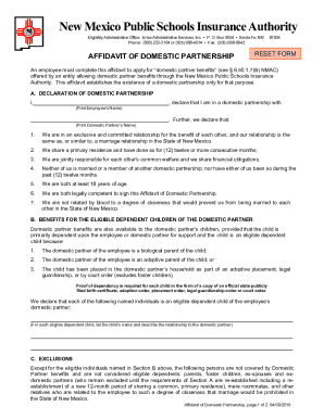 Fillable Online Affidavit for Domestic Partner(School must offer ...