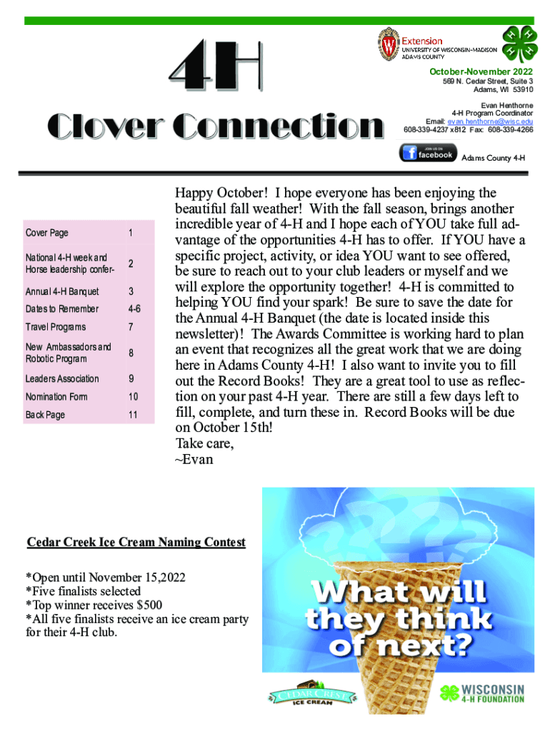 Fillable Online Who's 4-HAdams County 4-H Youth Development - Extension ...