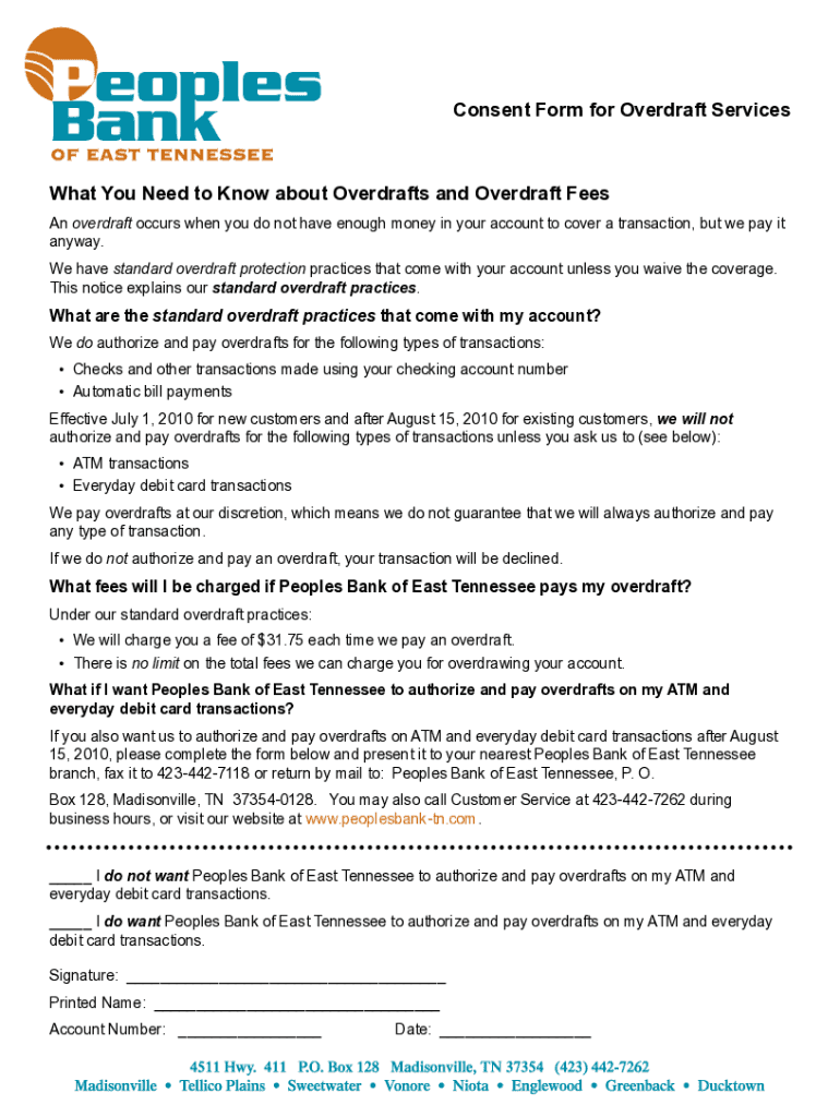 Fillable Online Consent Form for Overdraft Services - Heritage Bank & Trust Fax Email Print ...