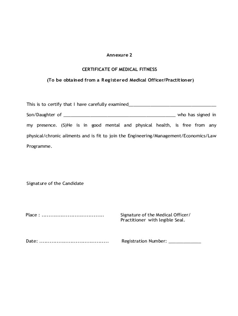 Fillable Online Annexure-2-CERTIFICATE-OF-MEDICAL-FITNESS-1.pdf Fax ...