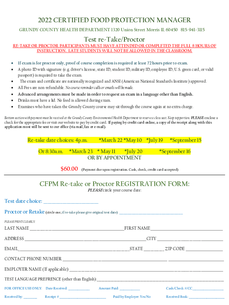 Fillable Online 2022-CFPM-re-take-proctor-Registration ... - Grundy County Fax Email Print ...