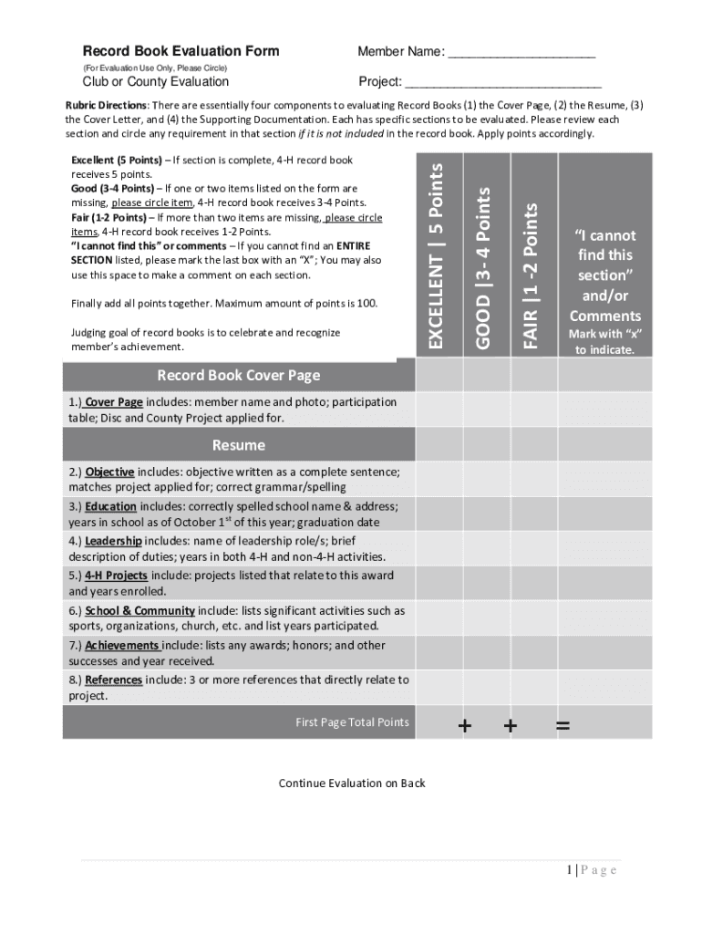 Fillable Online Record Book Evaluation Score SheetLevel 1 (Grades 3-4 ... Fax Email Print ...