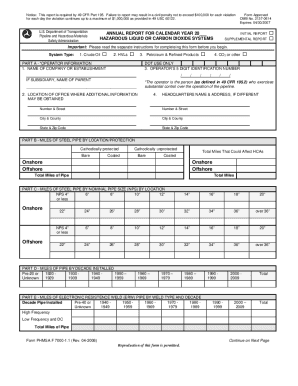 Fillable Online Annual Report Form (Federal) - Hazardous Liquid or ...