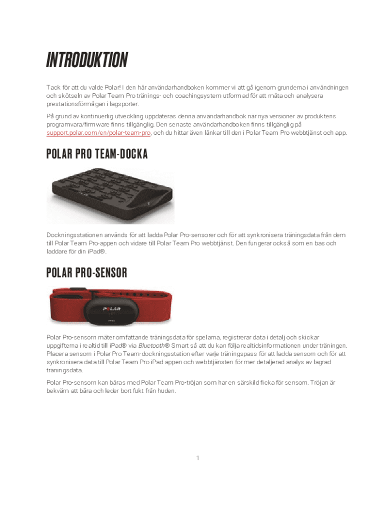 Fillable Online Polar Team ProGPS Athlete Performance Tracking Solution ...