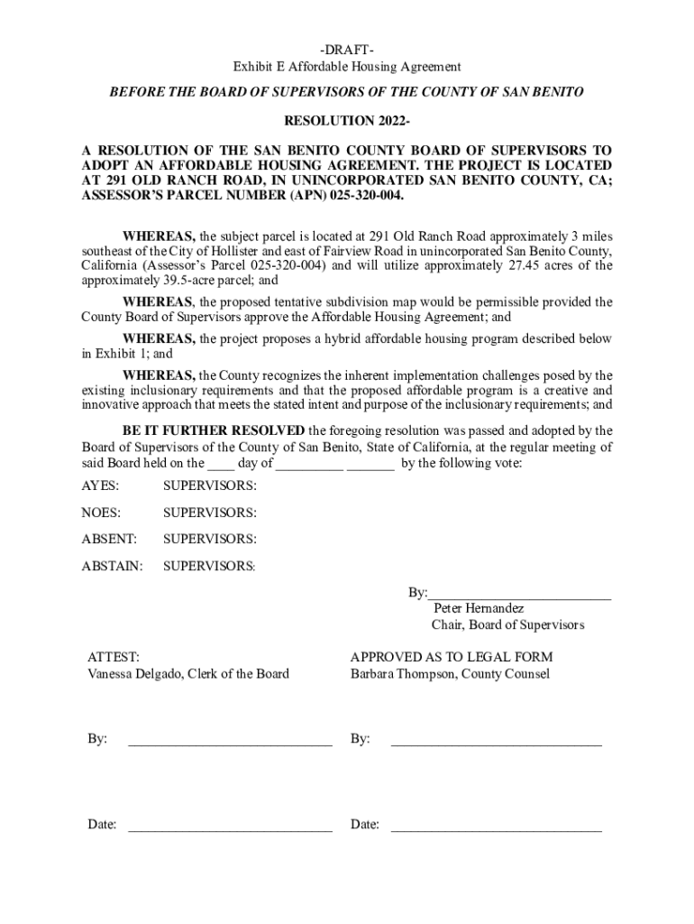Fillable Online DRAFT- Exhibit E Affordable Housing Agreement Fax Email Print - pdfFiller