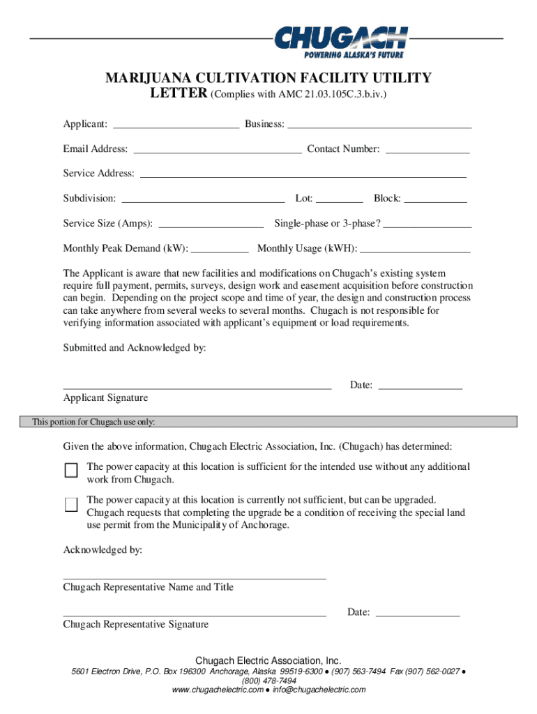 Fillable Online Draft Utility MJ Cultivation Letter Fax Email Print ...