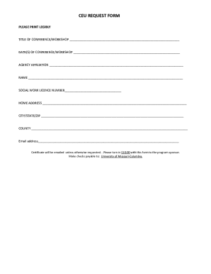 Fillable Online CEU REQUEST FORM Fax Email Print - pdfFiller