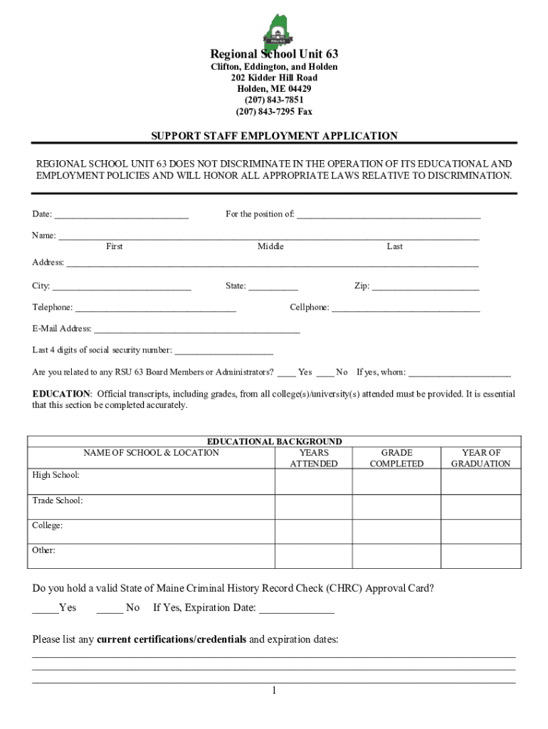 Fillable Online Regional School Unit No. 63 (MSAD 63) - Maine - Niche Fax Email Print - pdfFiller