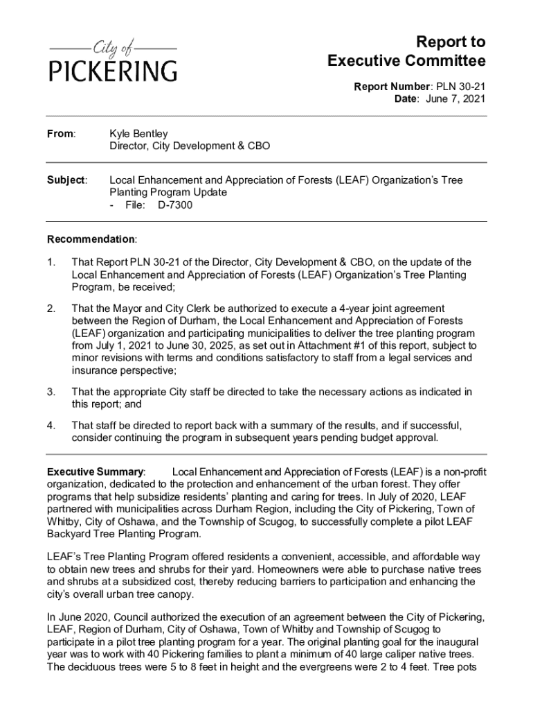 Fillable Online PLN 30-21. Report to Committee Fax Email Print - pdfFiller