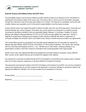 Fillable Online Internet Access and Safety Policy - ECF Form - August ...