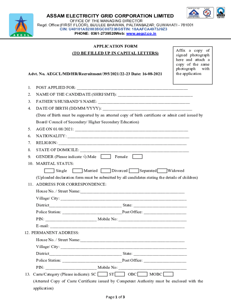 Fillable Online 13. APPLICATION FORM for AGM (HR) FINAL Fax Email Print ...