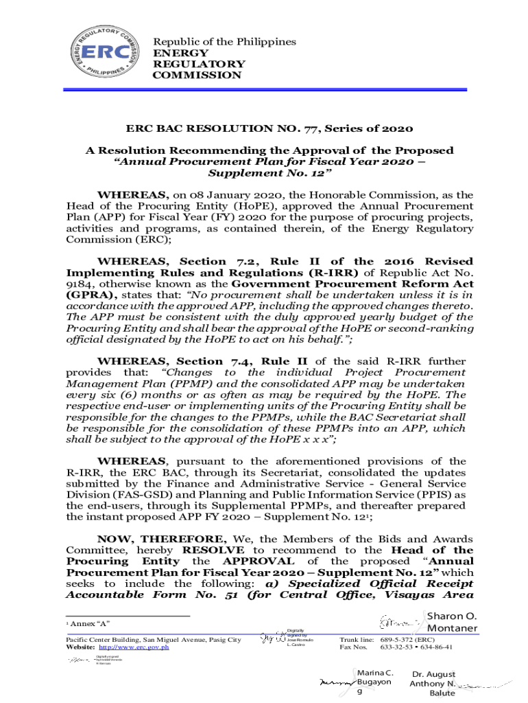 Fillable Online BAC RESOLUTION - AWARD (Cloud Computing) Fax Email ...