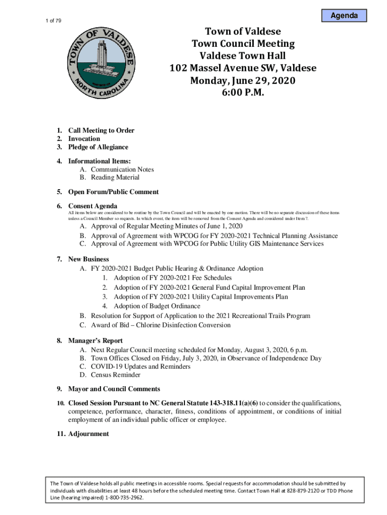 Fillable Online Approval of Agreement with WPCOG for FY 2020-2021 Technical Planning Assistance ...