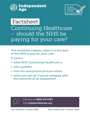Fillable Online Continuing Healthcare - should the NHS be paying for ...