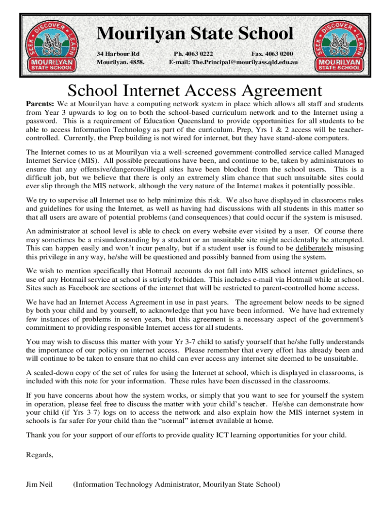 Fillable Online School Internet Access Agreement Fax Email Print ...