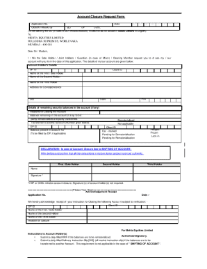 Fillable Online Account Closure Request Form - m.Stock Fax Email Print ...