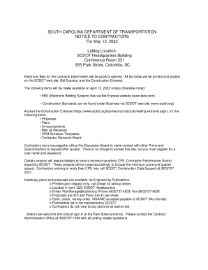 Fillable Online SCDOT Headquarters Building - BidNet Fax Email Print ...