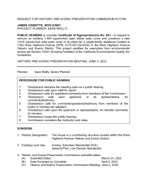 Fillable Online request for historic and scenic preservation commission ...
