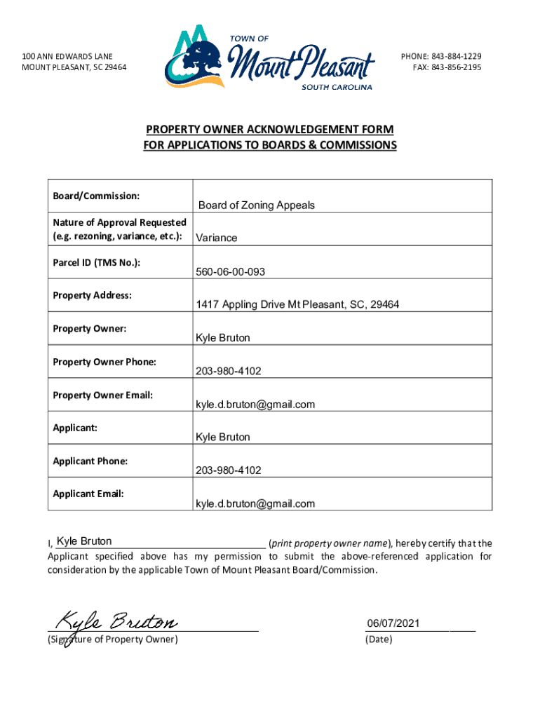 Fillable Online Property Owner Acknowledgement Form 1.7.223.pdf Fax Email Print - pdfFiller