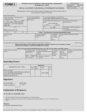 Fillable Online FORM 3 - Columbia Sportswear Company Investor Relations ...
