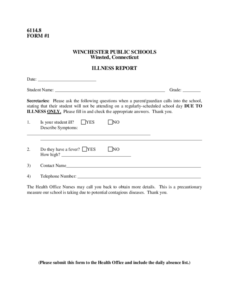 Fillable Online 6114.8a Form 1 Pandemic Epidemic Illness Report ...