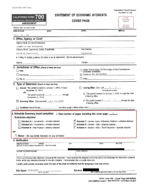 Fillable Online Assuming/Leaving Office Form 700 for Commissioners 2020 ...